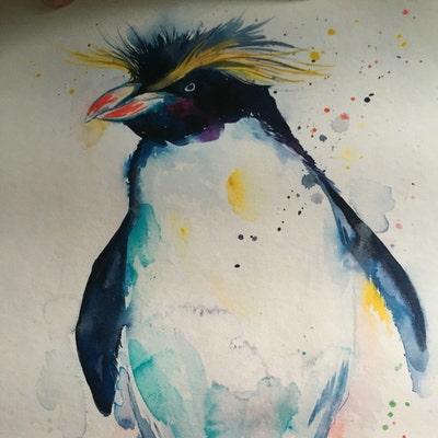 Rockhopper Penguin Watercolor Painting Print by Slaveika Aladjova ...