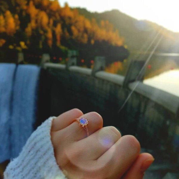 Evanthe Opal Engagement Ring, Vintage Floral Opal Ring, Opal Floral ...