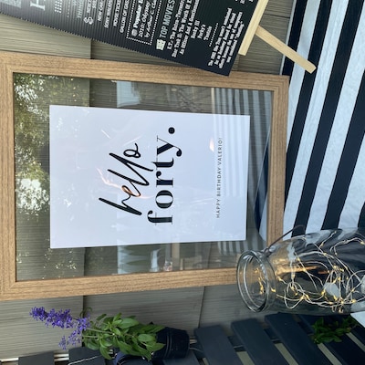 Minimalist HELLO FORTY 40th Birthday Party Welcome Sign, Hello 40 ...