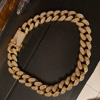 Women Cuban Choker , Cuban Link Chain , Christmas Gift , 20mm Blinged ...