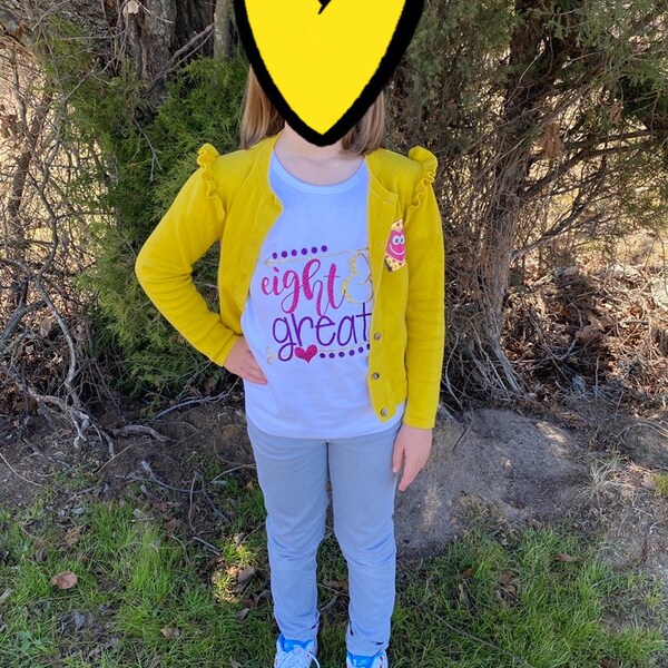 Eight & Great 8th Birthday Shorts Outfit, 8 Year Old Girl Birthday ...