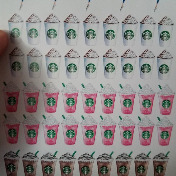 Starbucks Coffee and Messy Bun Girl Stickers. Planner Stickers, Perfect ...