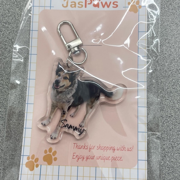 Custom Pet Photo Keychain, Acrylic Keychian, Dog Portrait Keychain ...