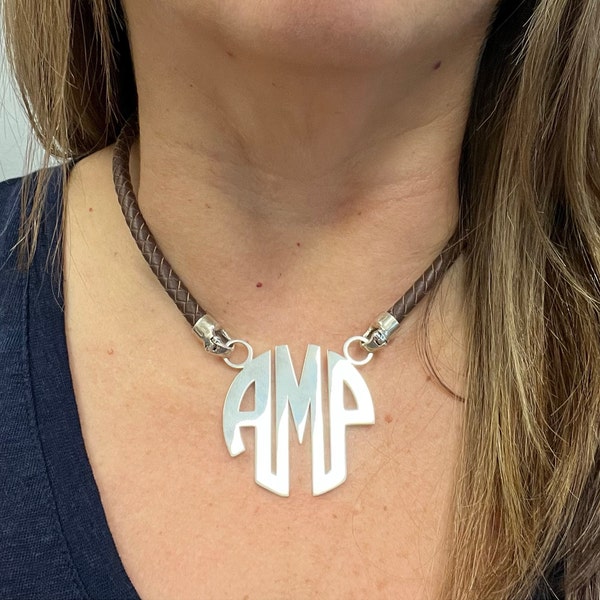 3 Initial Monogram Necklace,silver Circle Monogram Necklace,three ...