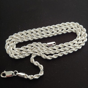 925 Sterling Silver Rope Chain Necklace 3mm 4mm 4.5mm 5mm 6.5mm 8mm ...