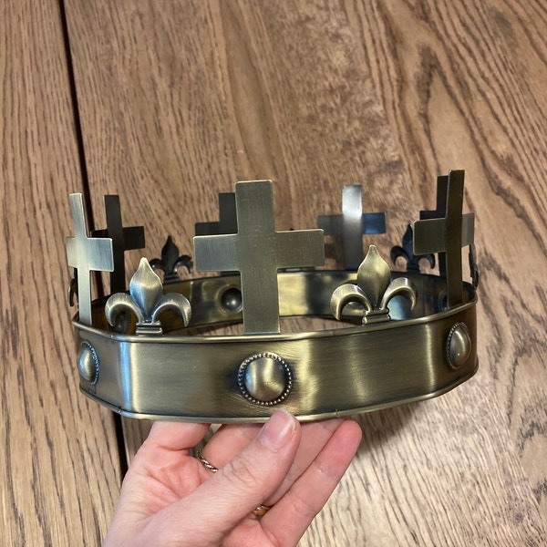 Golden King's Crown: Medieval Cross Headpiece, Renaissance Cosplay - Etsy
