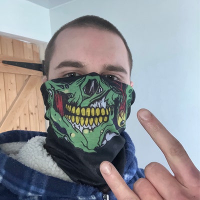 Biker Skeleton Skull Face Mask BMX Face Snood Face Mask Ski Bandana ...