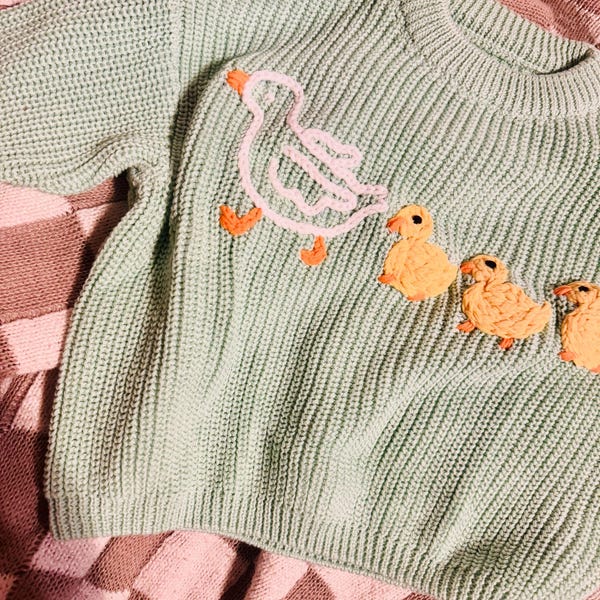 Hand Knitted Marching Ducks Baby&toddler Sweater,cute Ducks Hand ...