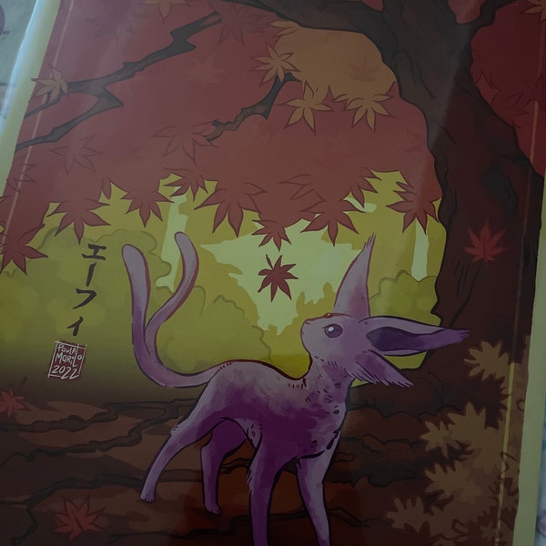 Sunny Day Espeon Pokemon Print | Poster | Pokemon | Decor | Ukiyoe ...
