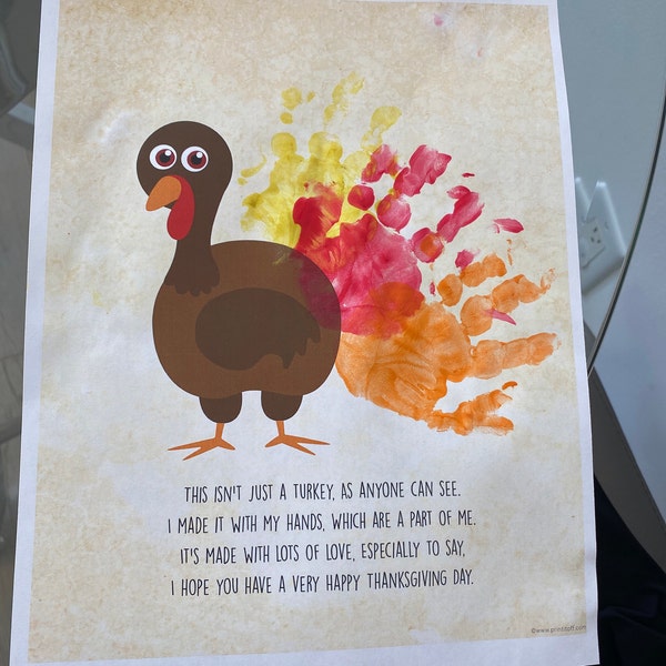 Turkey Handprint Art / Thanksgiving Fall Autumn Poem / Hands Craft DIY ...