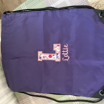 Personalised Premium Drawstring Gym Bag Embroidered Monogrammed Initial ...