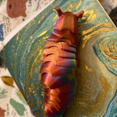 3D Printed Articulated Fidget Slug Rainbow Color Available Multiple ...
