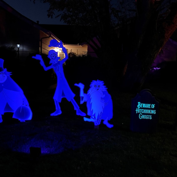 Beware Hitchhiking Ghosts Tombstone: Custom Halloween Graveyard Decor ...