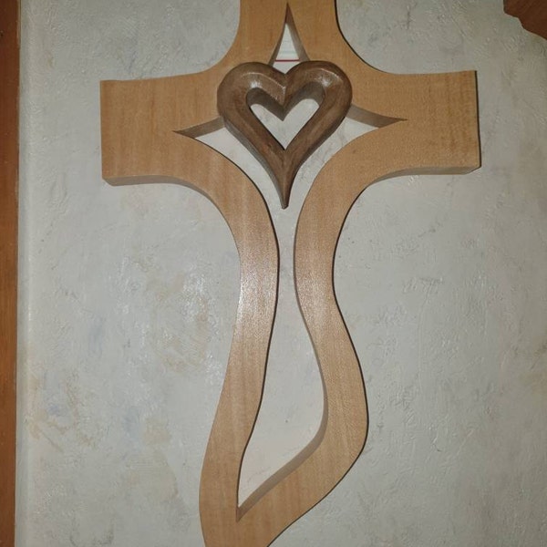 Wooden Cross With Heart, Cross With Heart - Etsy