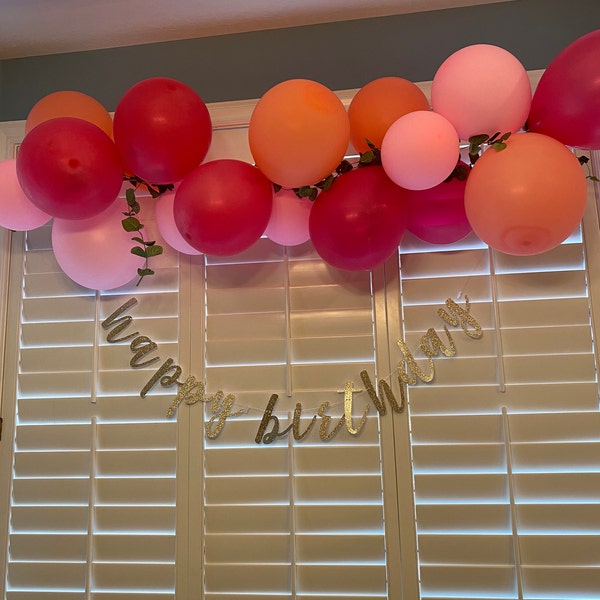 Happy Birthday Cursive Banner, Birthday Party Sign, Birthday for Mom ...
