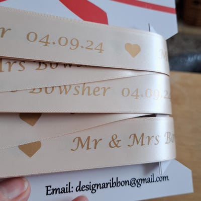 Personalised Ribbon, Customised Ribbon, 38mm Satin Ribbon, Printed ...
