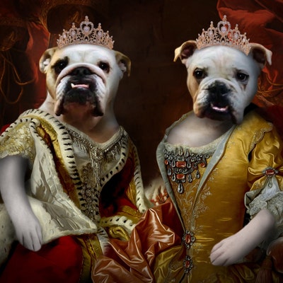 Duo Queen Pet Portrait Queens Pet Portrait Group Pet Portrait Duo Queen ...