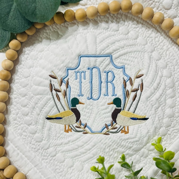 Mallard Duck Crest With Reeds and Branches Small Sizes Machine ...