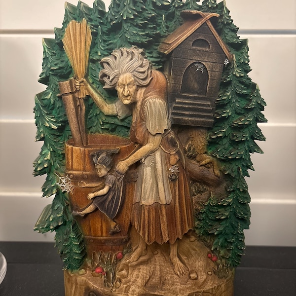 Carved Baba Yaga Figurine: Pagan Witch Statue, Folklore Art - Etsy