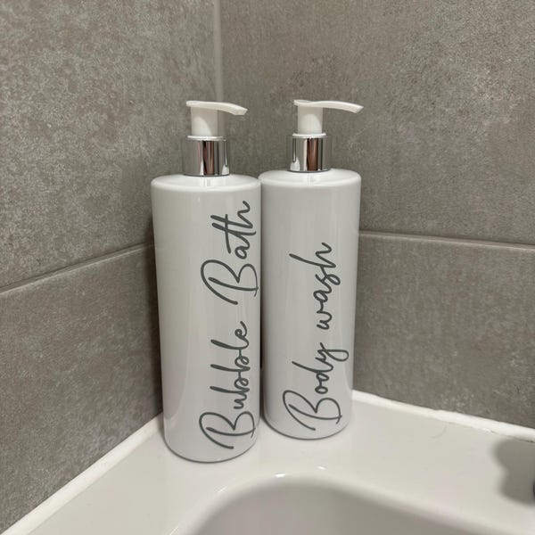 White Waterproof Bathroom Labels Pump Bottle Labels, Shampoo ...