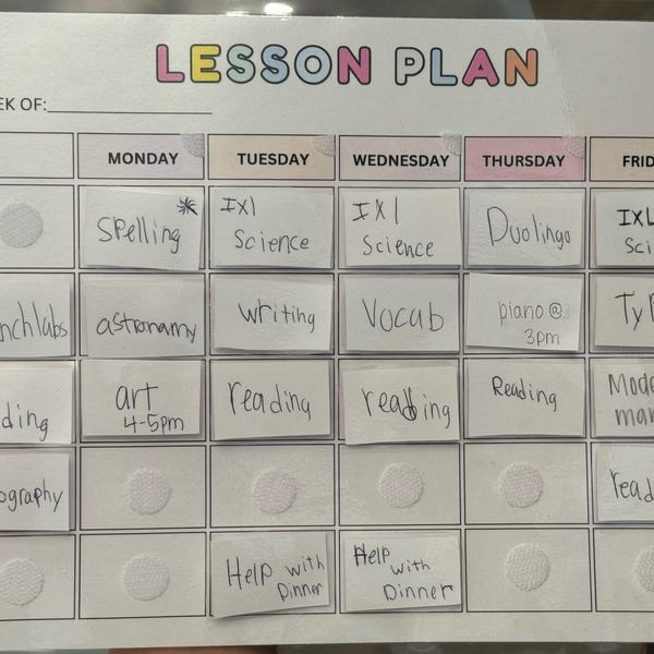 Printable Weekly Lesson Plan. Homeschool Teacher Planner. Daily Lesson ...