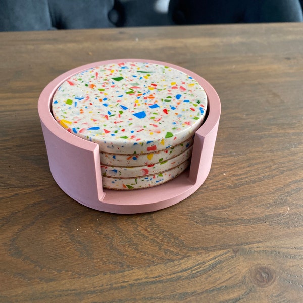 Handmade Coaster Set: Modern Terrazzo Drink Coasters - Etsy