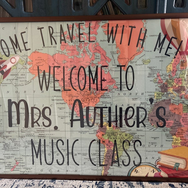 Welcome to Classroom Door Sign World Map Adventure Themed Classroom ...
