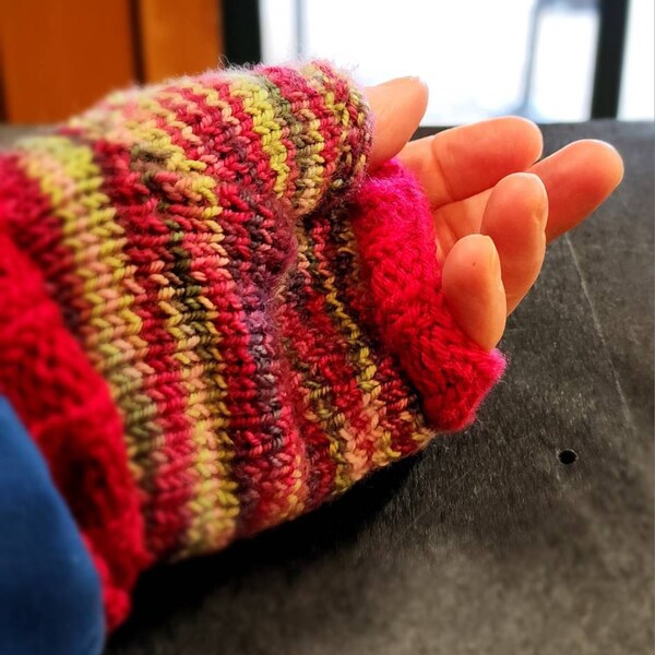 Purple and Blue Fingerless Mittens, Multicolor Mitts, Knit Driving ...