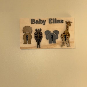 Wood Safari Coat Clothes Hanger Hook Jungle Animals Nursery Wall ...