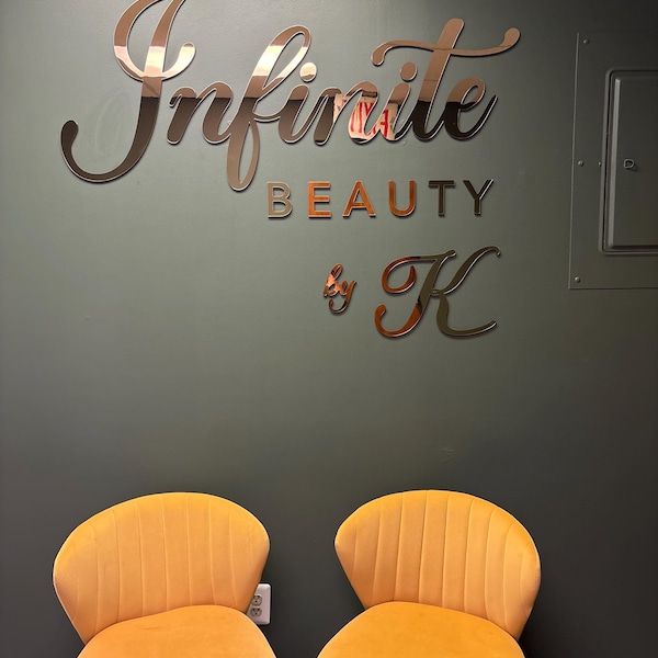 Custom Laser Cut Mirror Acrylic Logo Sign on Acrylic With Stand Offs - Etsy