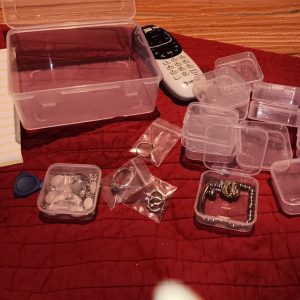 24pcs Mixed Sizes Storage Containers Box With Hinged Lid Clear Mini Organizer Plastic Storage ...