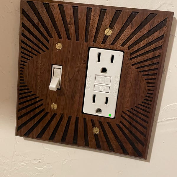 Customizable Walnut Light Switch Plate Cover for Wall Art Natural Wood ...