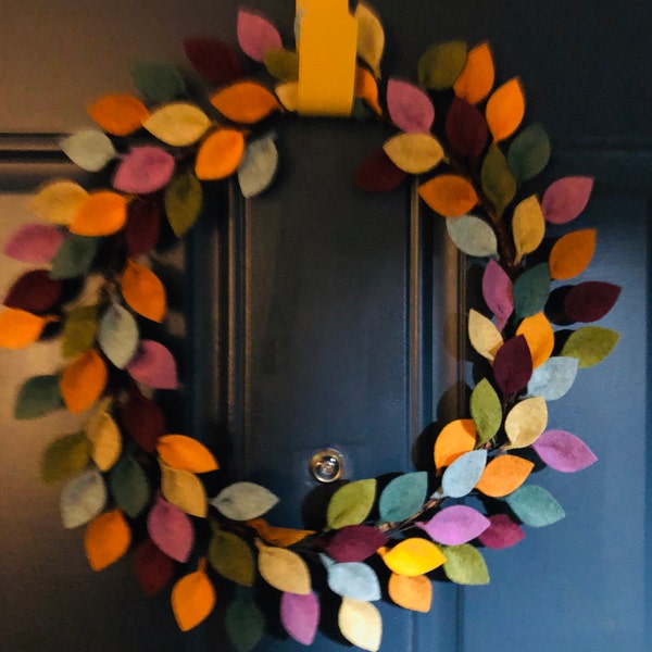 Everyday Front Door Wreath / Autumn Felt Leaf Wreath / as Seen in HGTV ...