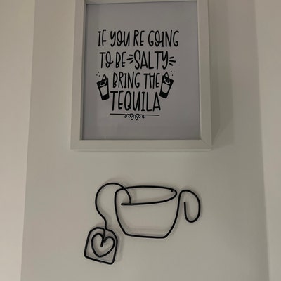 Wire Tea Cup Sign Love Tea Wall Art Wall Decor Kitchen Decor ...