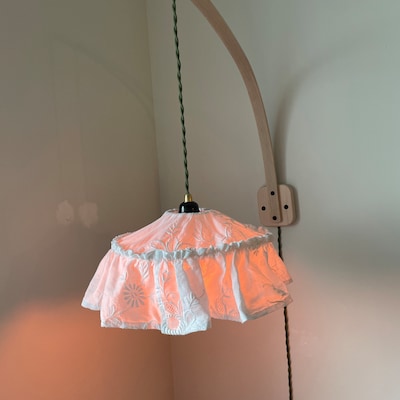 Handmade 20 White Blue Green Block Print Ruffle Pendant Light Shade - Etsy