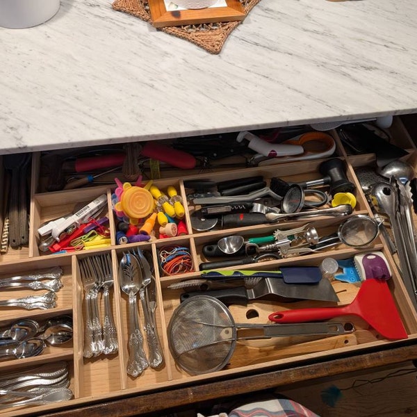 Custom Pegboard Drawer Organizer – Adjustable Ash Wood Insert, Kitchen ...