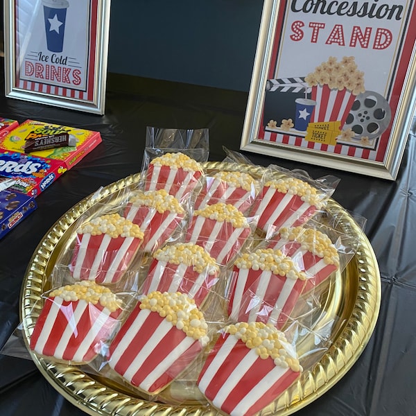 Movie Party Signs in Red, Instant Download Red Movie Party Signs in Red ...