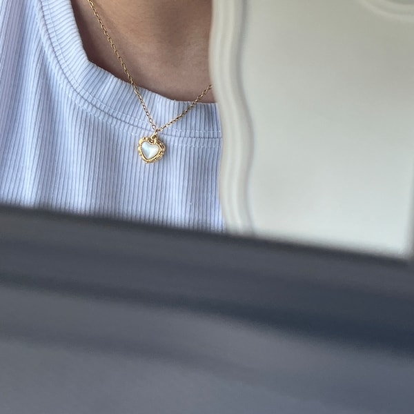 Gold Heart Necklace, Waterproof Tarnish Resistant Necklace, Mother of ...
