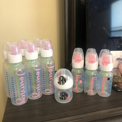 Baby Bottle Name Decals, Daycare Labels, Personalized Vinyl, Monogram ...
