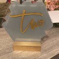 Wedding Painted Back Acrylic Table Number, Hexagon Acrylic Table Number ...