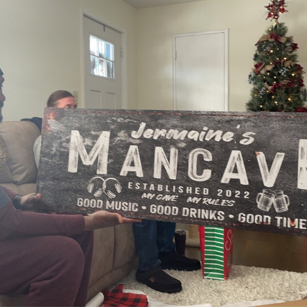 Man Cave Sign, Man Cave Personalized Canvas Decor, Man Cave Bar Sign ...