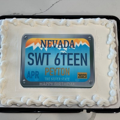 Sweet Sixteen License Plates Birthday Edible Cake Toppers Custom Topper ...