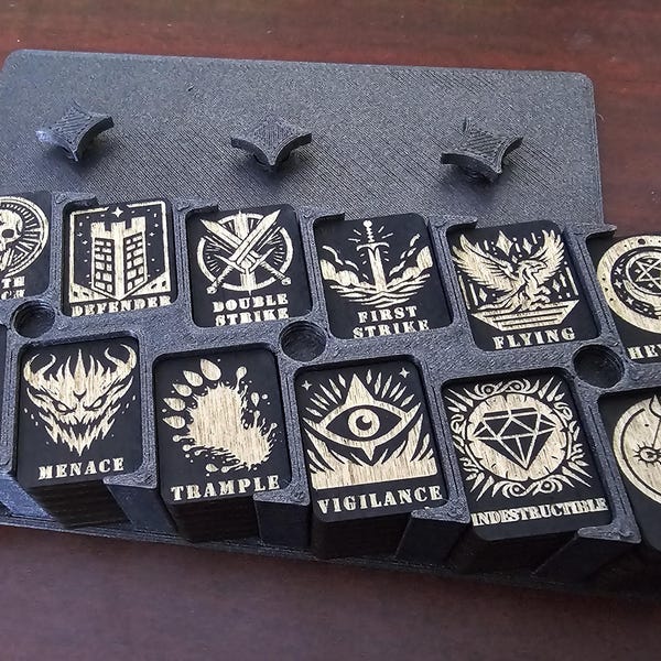 Wooden Ability Counter Set Compatible With Magic (MTG) - Laser Engraved ...