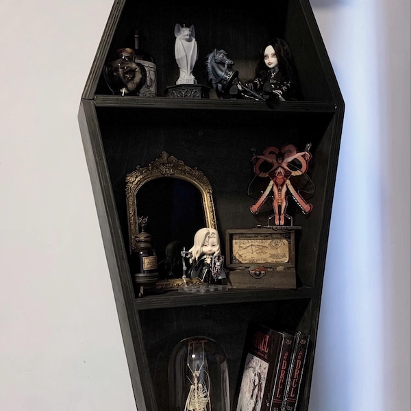 52 Inch Coffin Bookshelf, Goth, Spooky, Home Decor, Bookcase, Mystic, Gothic, Life Size, Gift ...