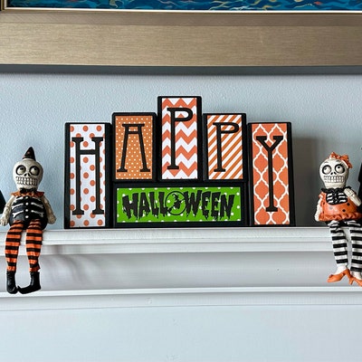 Happy Halloween Block Set, Happy Thanksgiving, Merry Christmas ...