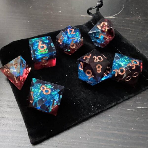Blue Lightning DND D20 Dice, Resin Sharp Edge Dice Set, D&D Dice Set ...