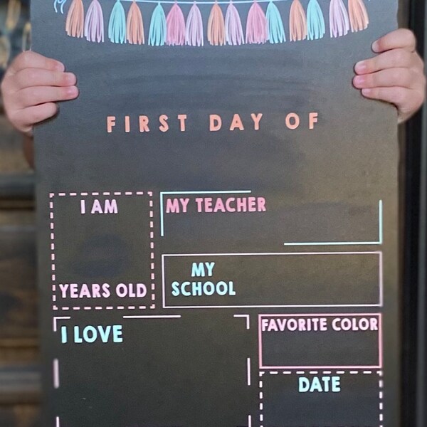 First Day or School Chalkboard Sign, Back to School Sign, Reusable ...
