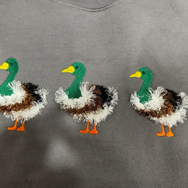 Fringed Fluffy Duck Farm Bird Animal SET of 2 Types Machine Embroidery ...