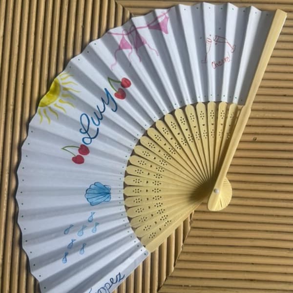Personalised Paper Hand Fans, Hand Painted Wedding Favors, Unique Name ...