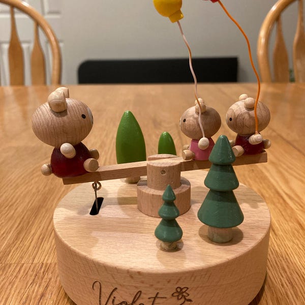 Personalised Ballerina Musical Carousel Wooden, Christmas Music Box ...